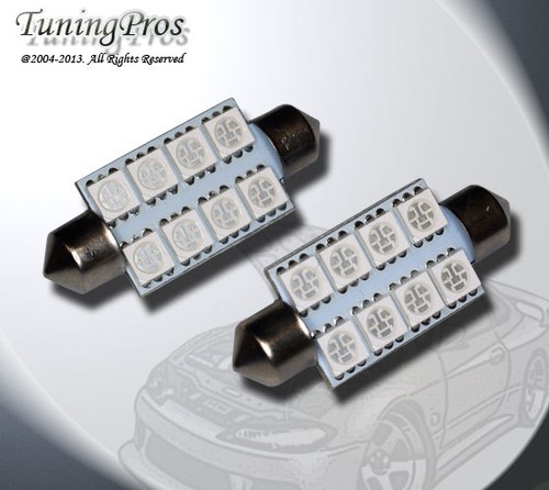 (1 Pair) Set of 2 pcs Map Light Festoon 39mm 1.53" 8 SMD Blue LED Bulbs ...