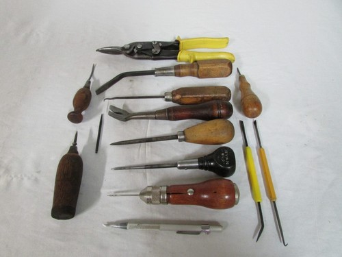 14Pc Asst Leather Working Tools, Wiss M3 Streight cut, 5 Punches ...