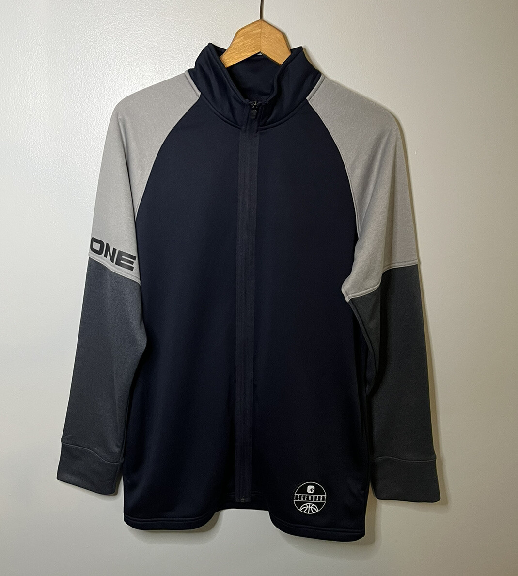 AND1 Jacket Men’s Size Small Navy Blue Long Sleeve Full Zip Mock Neck ...