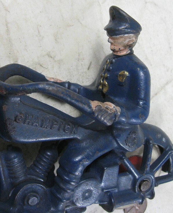 Vintage Antique Cast Iron Hubley Champion Motorcycle Cop Policeman Nice ...