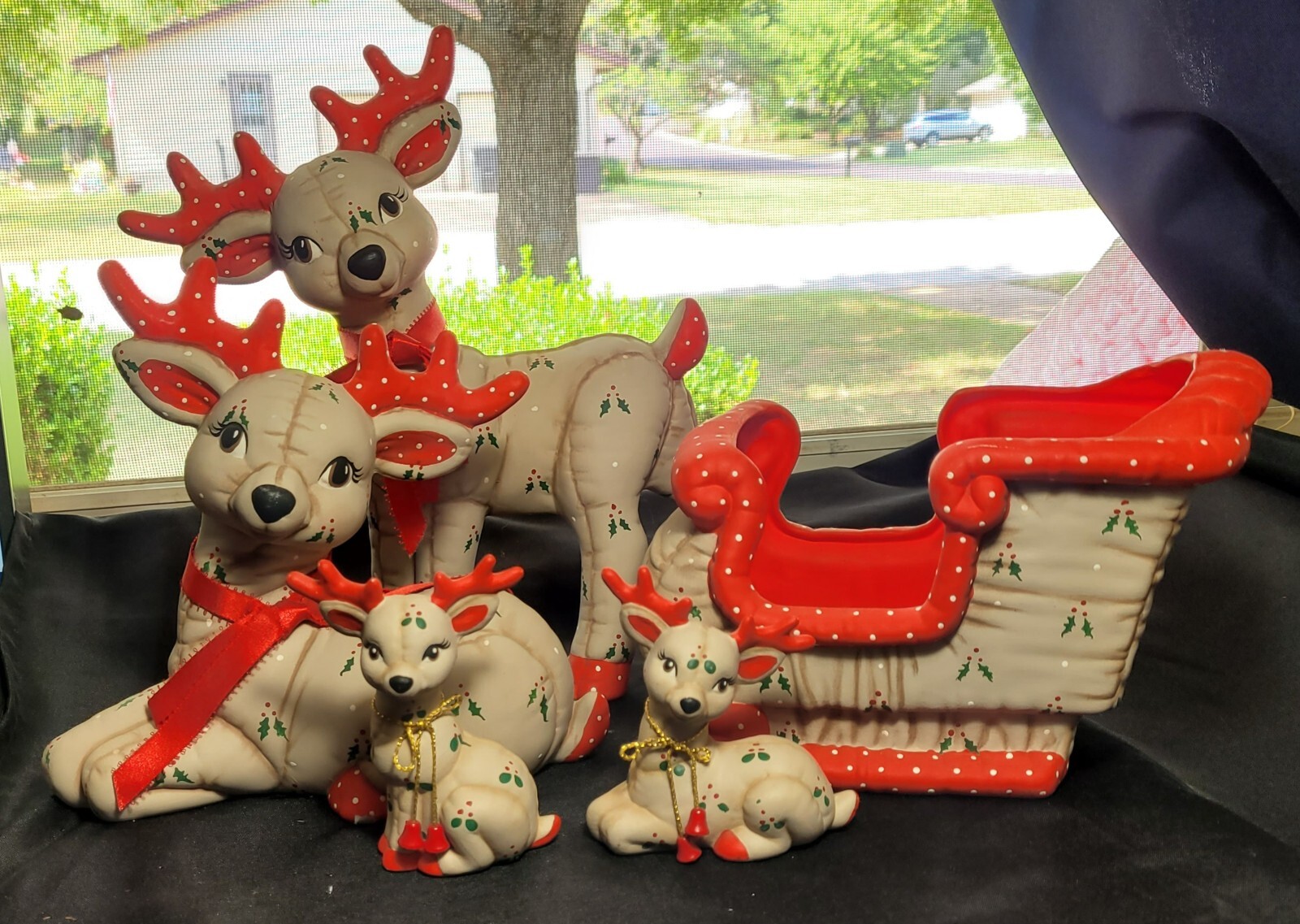 Vintage Hand Painted Ceramic Reindeer and Sleigh Christmas Kimple Mold ...