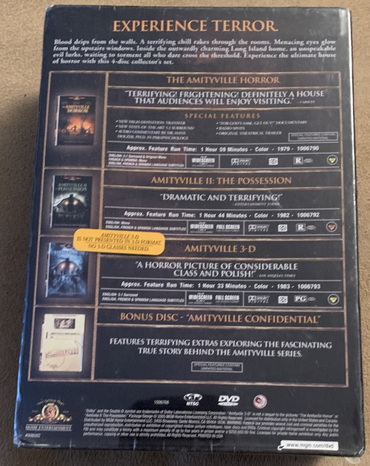 The Amityville Horror Collection MGM - 4-Disc DVD Box Set Sealed ...