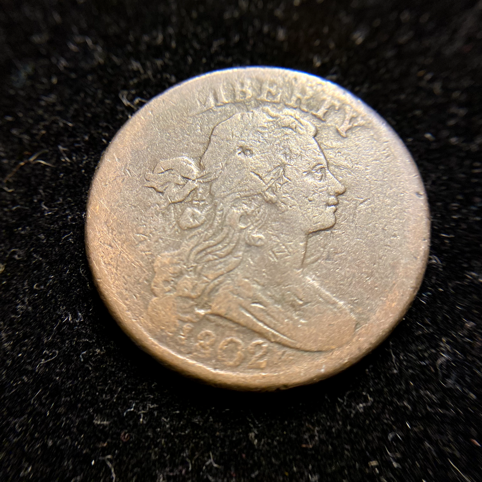 1802 S227 Die Clash Draped Bust Large Cent F Fine Sheldon Variety 1c ...