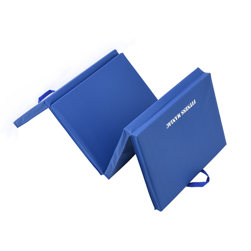 Tri-Fold Four Folding Thick Exercise Mat Carrying Handles for Tumbling ...