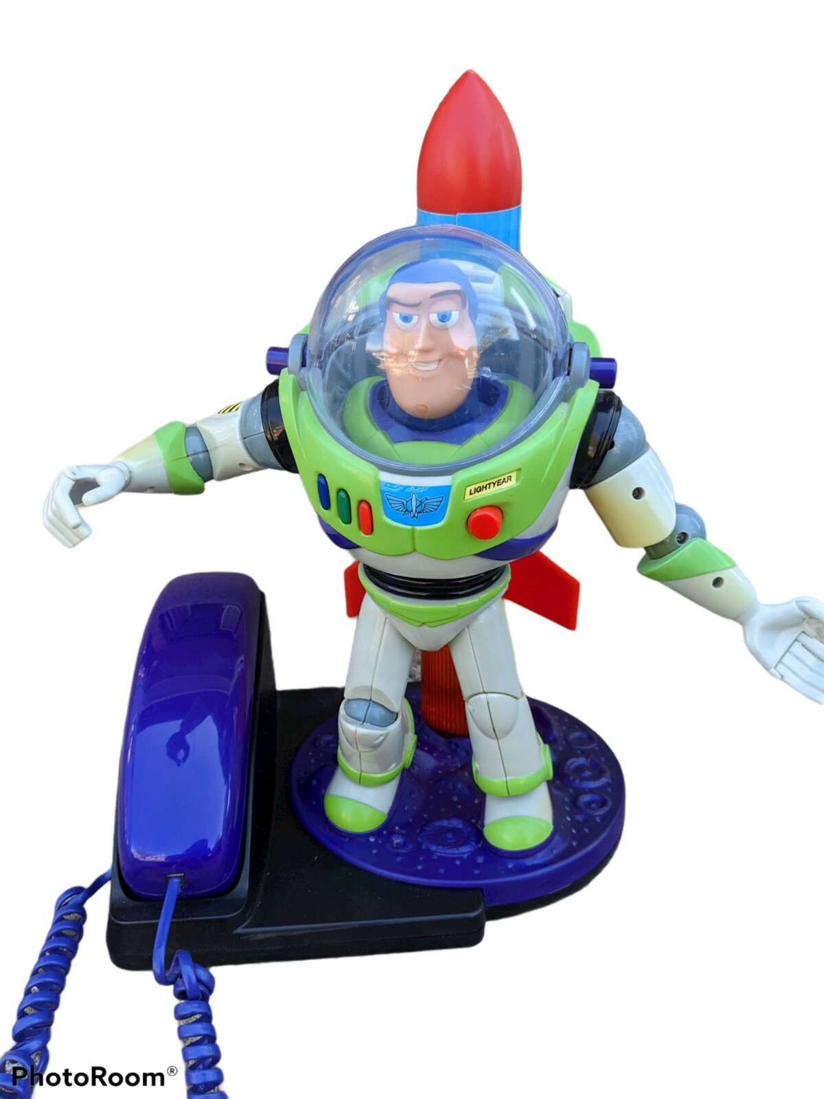 Rare VTG 1996 Buzz Lightyear Phone Rocket Lights Movable Disney Toy ...