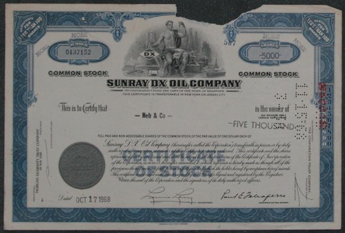 Sunray DX Oil Company 1968 5000 Shares | eBay