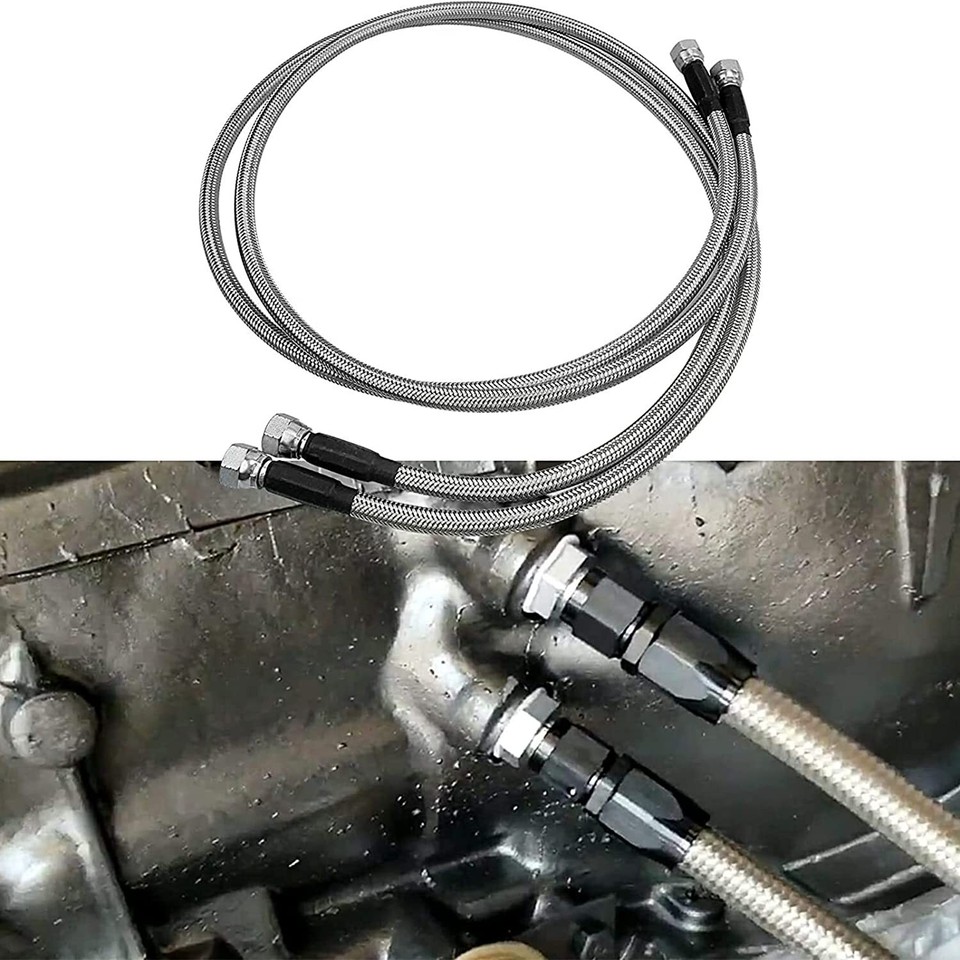 70” Length SS Braided Transmission Cooler Lines Kit For GM 4L60E 4L80E ...