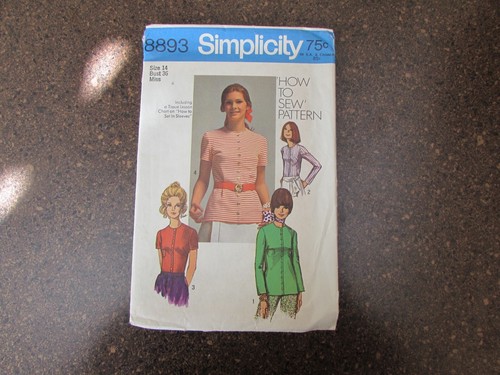 8893 Vintage Simplicity Sewing Pattern Misses Blouse Button Trim Front ...