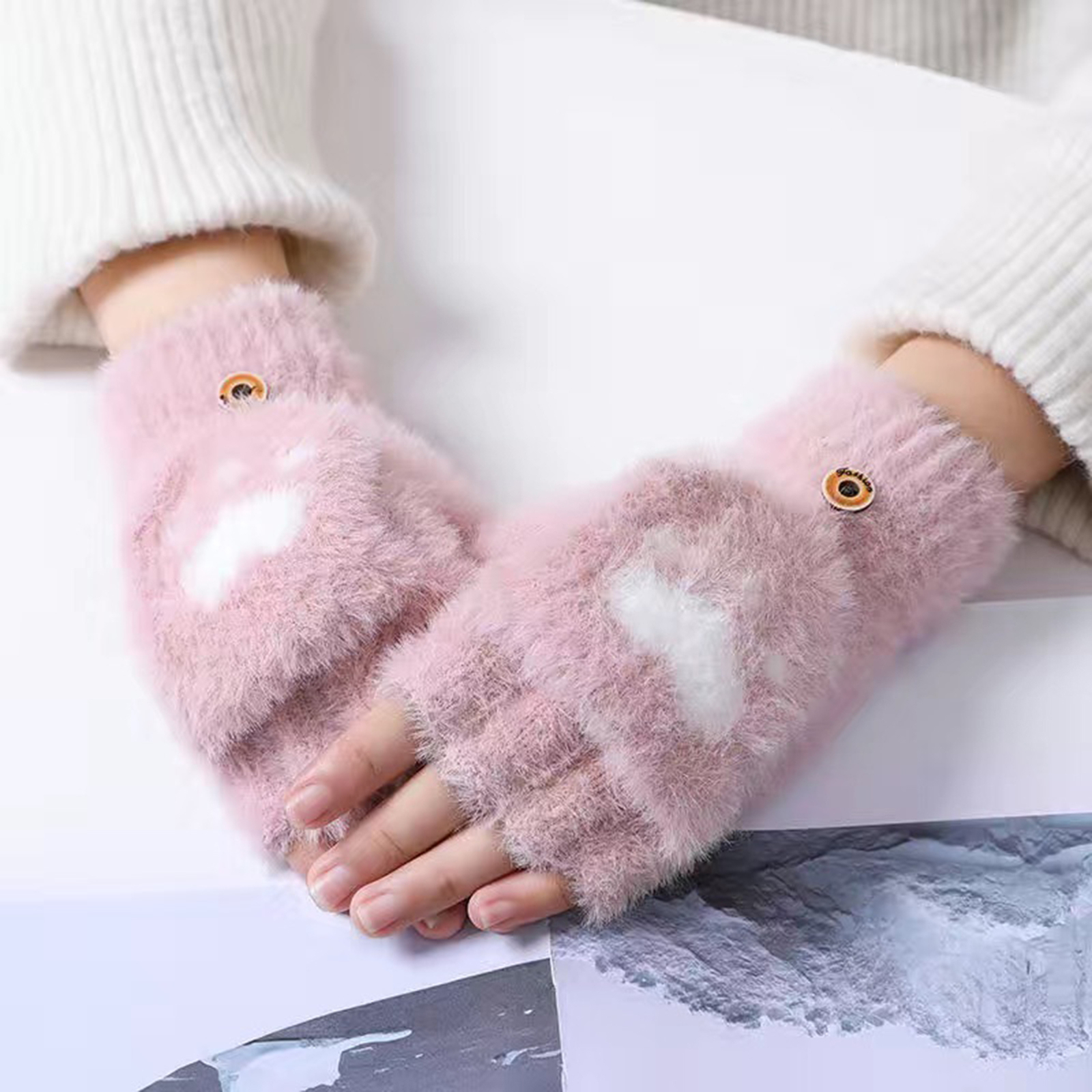 1 Pair Women Gloves Flip Cold Resistant Lady Winter Thermal Typing ...