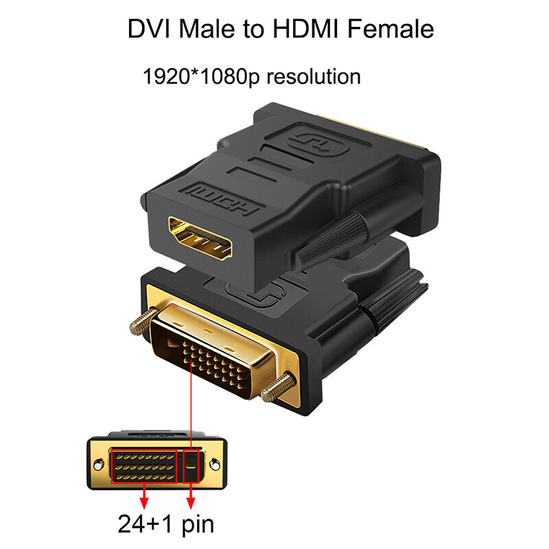 Universal HDMI to DVI-D 24+1 Pin Monitor Display Adapter Cable Male HD ...