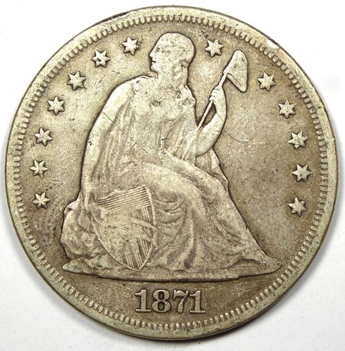 1871 Seated Liberty Silver Dollar $1 - VF Details- Rare Early Coin! | eBay