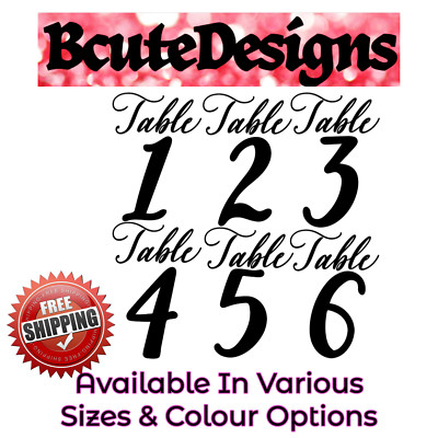 TABLE SEATING NUMBERS RESERVATION WEDDING VINYL DECAL STICKERS 7cm ...
