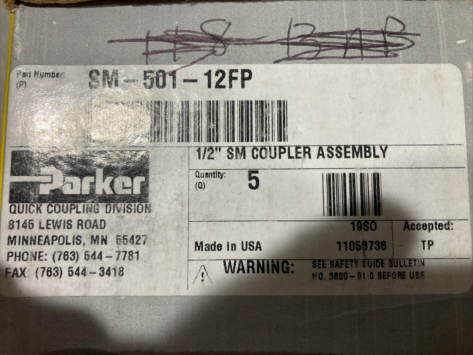 PARKER QUICK DIS-CONNECT SM-501-12FP W/ MALE END for sale online | eBay