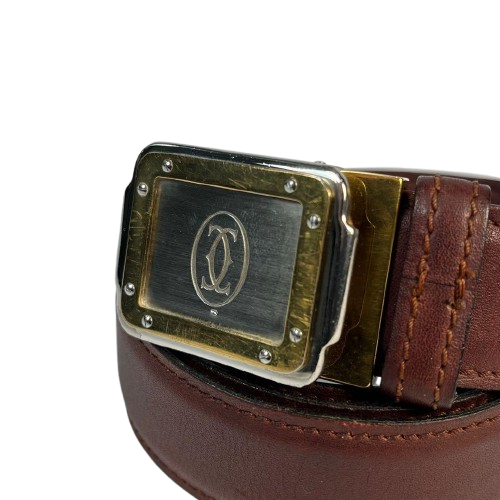 Must de Cartier Authentic Men's Waist Belt Leather 2C Logo Embossed ...
