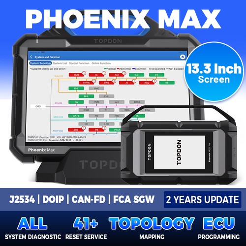 TOPDON Phoenix MAX Online Coding Heavy Duty Truck Diagnostic Scanner ...