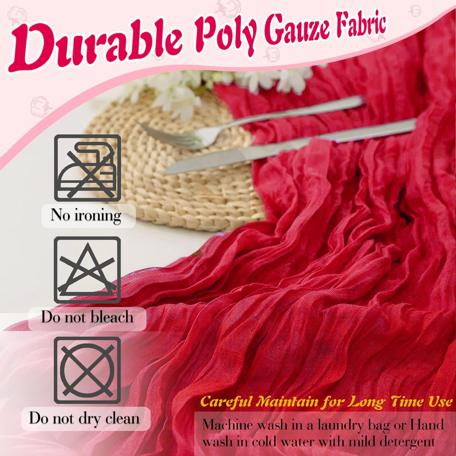 Red Cheesecloth Table Runner 6 Pack 35" Boho Gauze Runner 120 inches ...