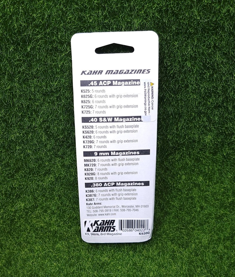 Kahr Arms CM9 PM9 MK9 CW9 P9 K9 9mm 8 Round OEM Magazine w/ Ext. Base ...