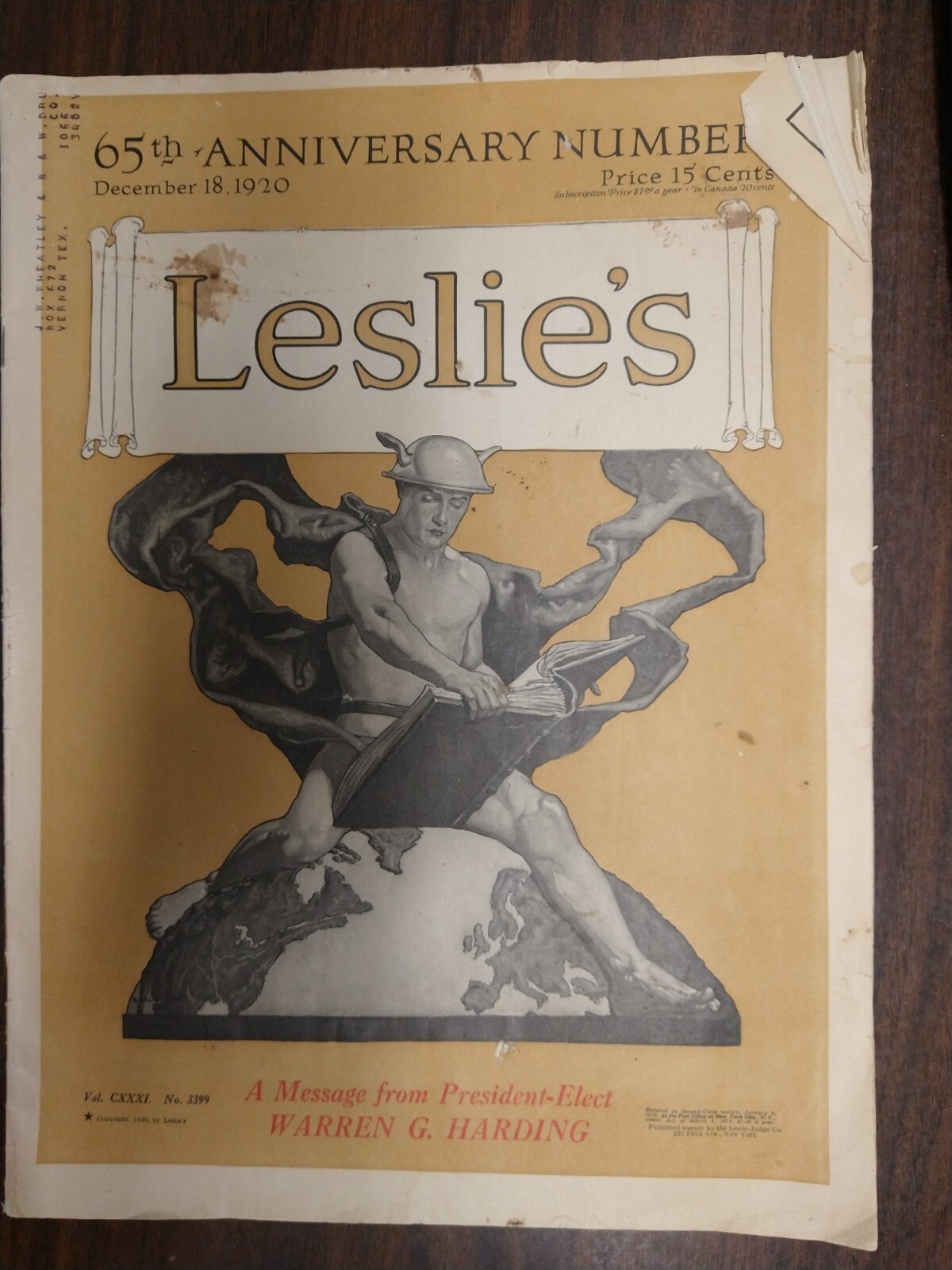 Leslie's Weekly Illustrated News December 18, 1920 Warren G Harding G ...