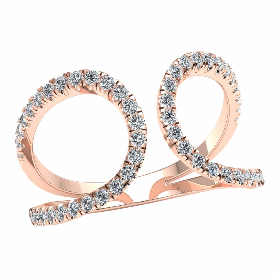 Double Loop Natural Round Diamond Wedding Band Ring 0.50ct Solid 14k ...