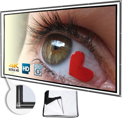 Foldable Projector Screen 120 Inch with Combined Pole Frame 16:9 HD 4K ...