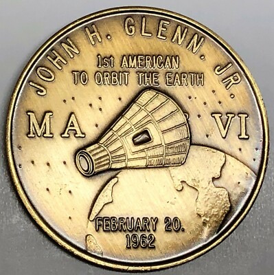 N206 NASA SPACE COIN / MEDAL, MERCURY PROJECT M/R VI, JOHN GLENN JR. | eBay