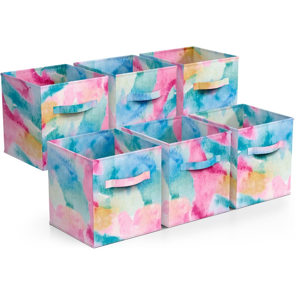 Sorbus Fabric Storage Cubes Foldable Tie Dye Storage Bins Collapsable ...