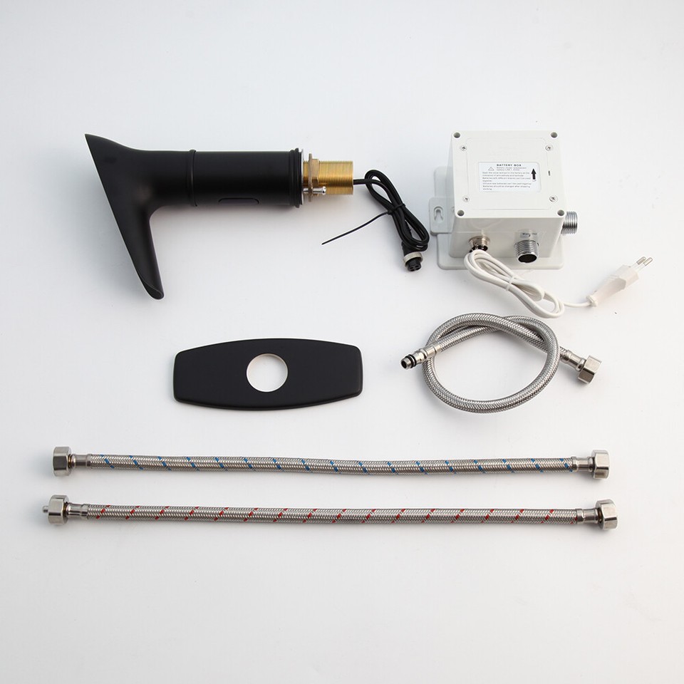 Touchless Black Bathroom LED Basin Sensor Mixer Faucet Waterfall Brass ...