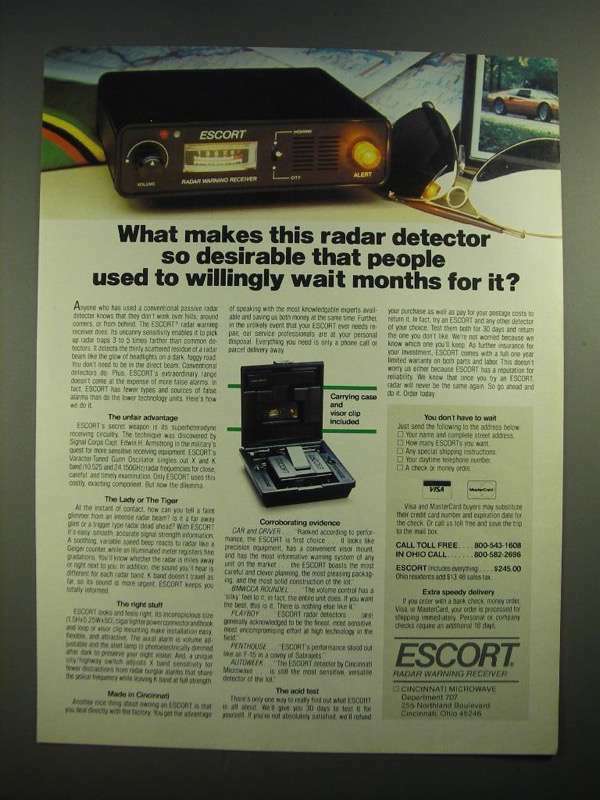 1982 Escort Radar Detector Ad - Willingly Wait Months For It | eBay