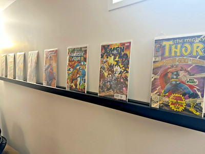 Wall-Mounted Comic Book Display Shelf – Grooved Ledge | 36"–84" | Black ...