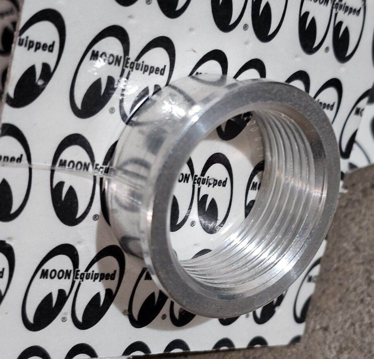 MOON small Vented Aluminum SPINNER CAP w Threaded BUNG vtg Hot Rod auto ...