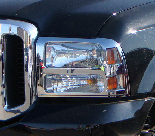 Chrome Headlights Trim Bezel Cover Surround Rim For Ford Super Duty 05 ...