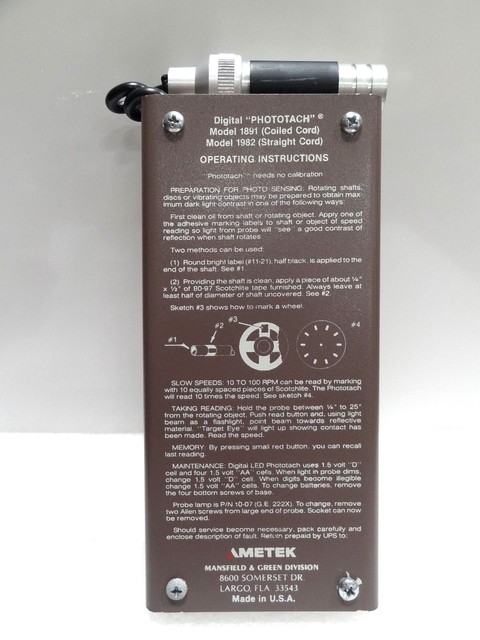 AMETEK 1891 Phototach Digital Tachometer for sale online | eBay