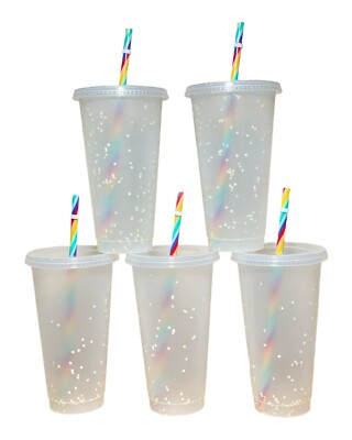 24oz Clear Color Changing Confetti Cold Cups - 10 cups set | eBay