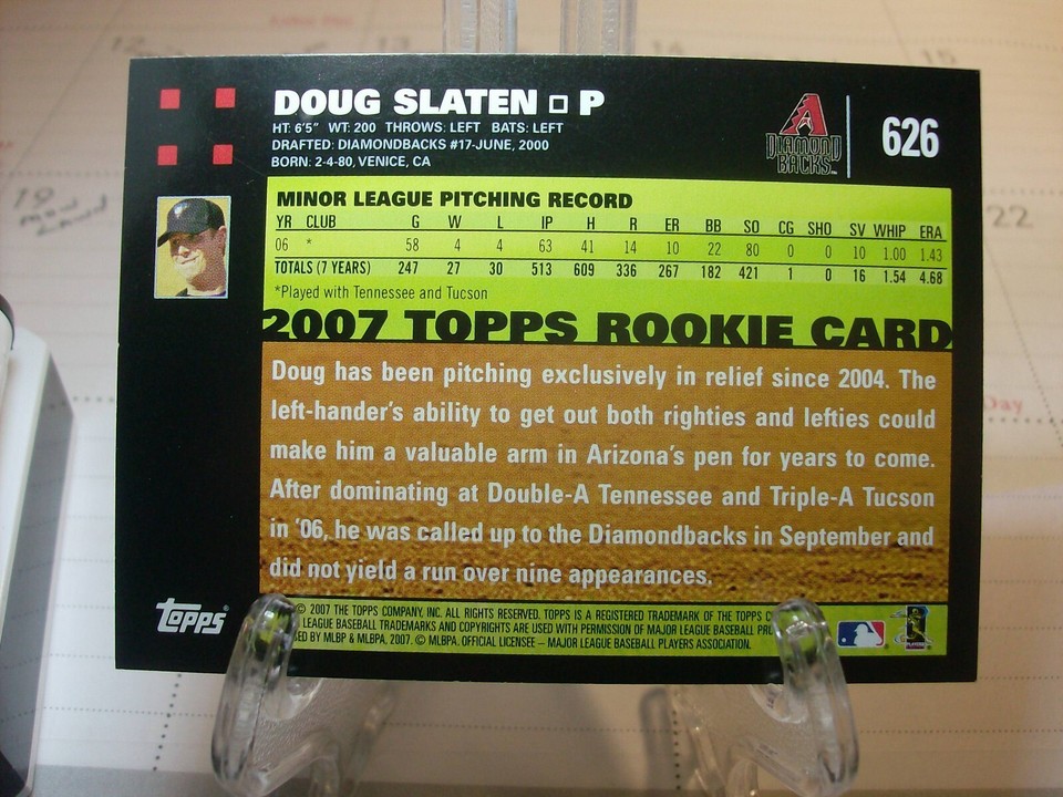 2007 Topps Baseball Card #626 Doug Slaten RC (92788) | eBay