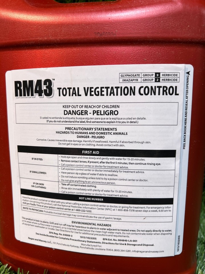 RM43 43-Percent Glyphosate Plus Weed Preventer Total Vegetation Control ...