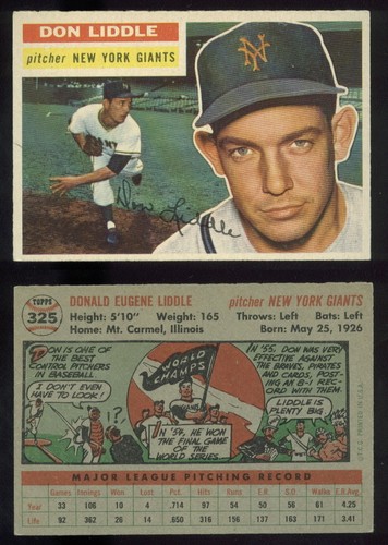 (56711) 1956 Topps 325 Don Liddle Giants-EX+ | eBay