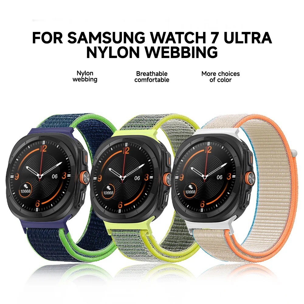 Nylon Loop Strap For Samsung Galaxy Watch 7 Ultra 47mm Band Adjustable ...