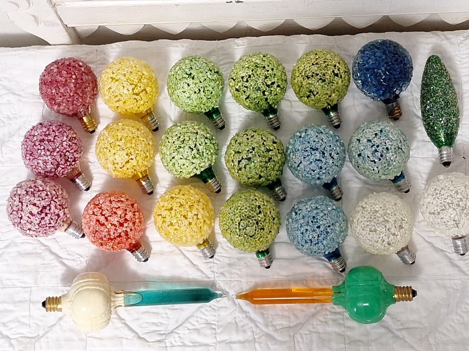 Vintage GE Christmas Lighted Ice Snowball Sugar Light Bulbs NOT WORKING ...