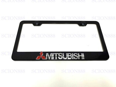 1pc 3D MITSUBISHI Emblem Badge BLACK Stainless Metal License Plate ...