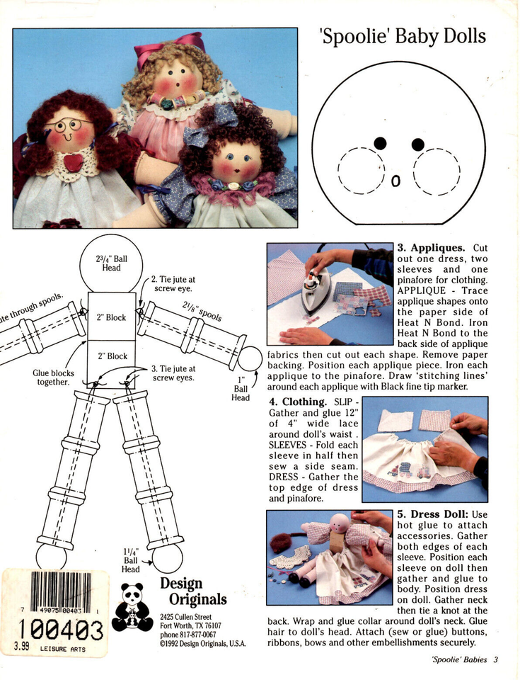 SPOOLIE BABIES Just Spooling Around Craft Pattern Booklet TriFold Jean Kievlan | eBay