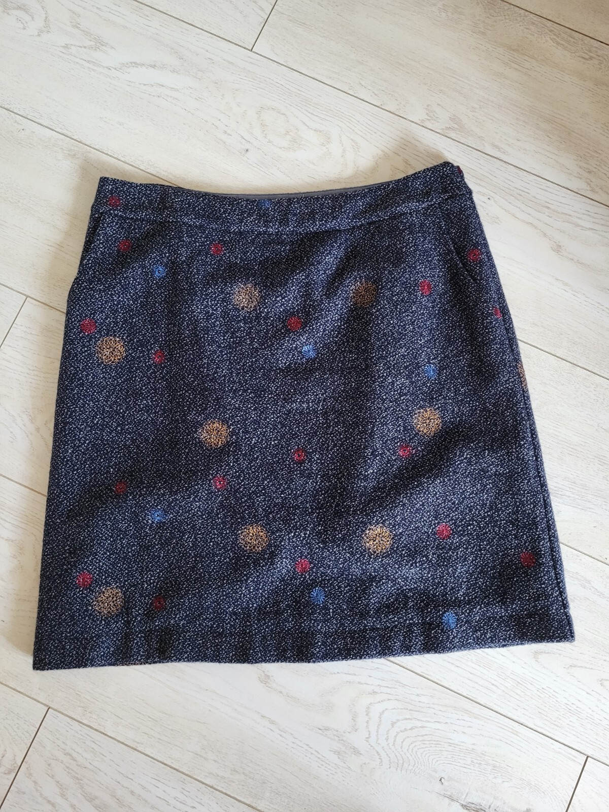 White Stuff Smart Casual Blue Spotty Mix Tweed Skirt … - Gem