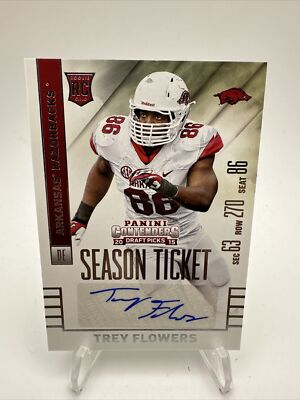 2015 PANINI SEASON TICKET #245 TREY FLOWERS AUTOGRAPHED FOOTBALL CARD ...