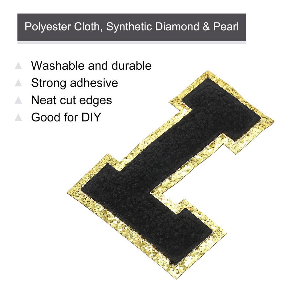 3Pcs Chenille Letters L Patches Large Size 80mm/3.15 Inch Golden ...