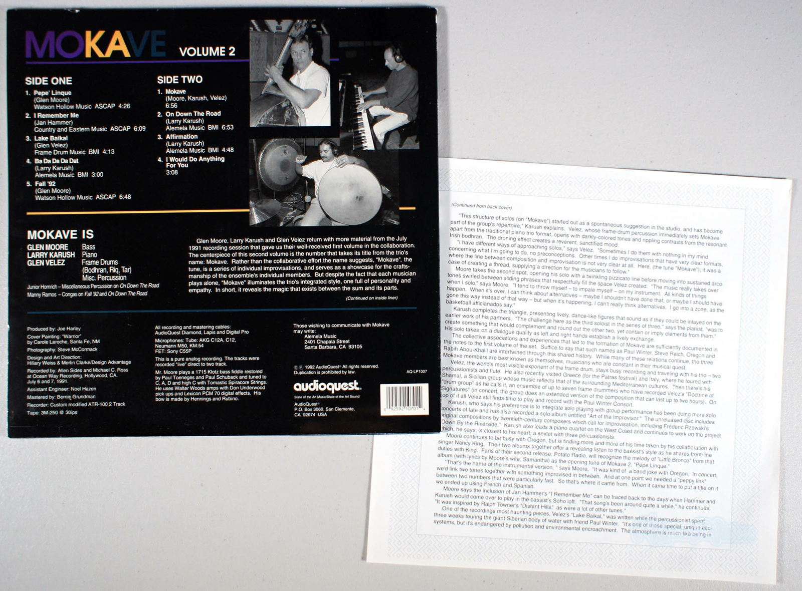 Glen Moore - Mokave Volume Two (1992) Vinyl LP • Audioquest 2, Larry ...