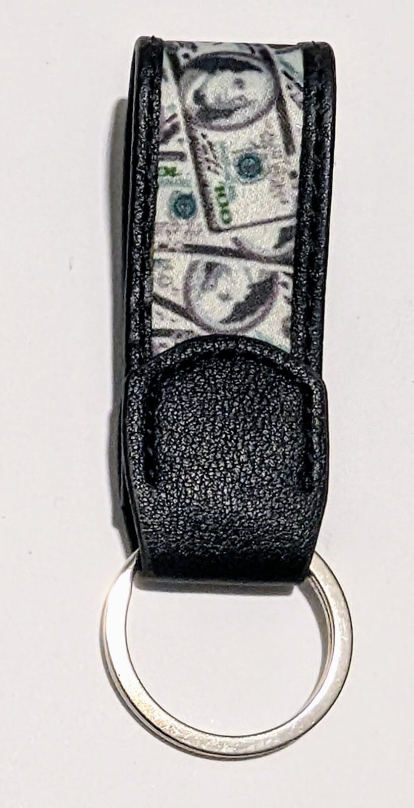 Dollar Bill Keychain 1.25" x 5* Faux Leather Black & Green | eBay