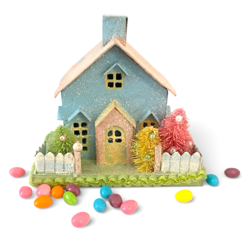 Vintage Easter Spring Putz House Cardboard Candy Container | eBay