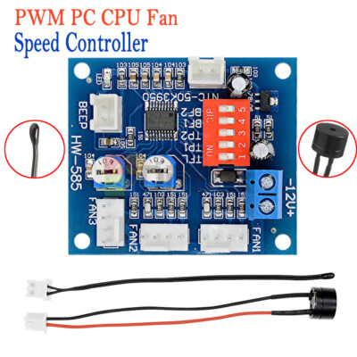 2PCS DC 12V PWM PC CPU Fan Temperature Control Speed Controller High ...
