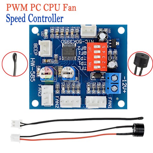 2PCS DC 12V PWM PC CPU Fan Temperature Control Speed Controller High ...