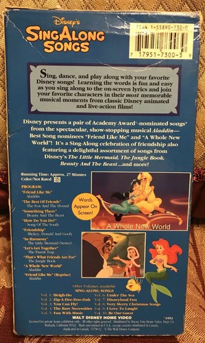 Sing Along Songs Disney’s Friend Like Me VHS video V11 (Unlimited SHIP ...