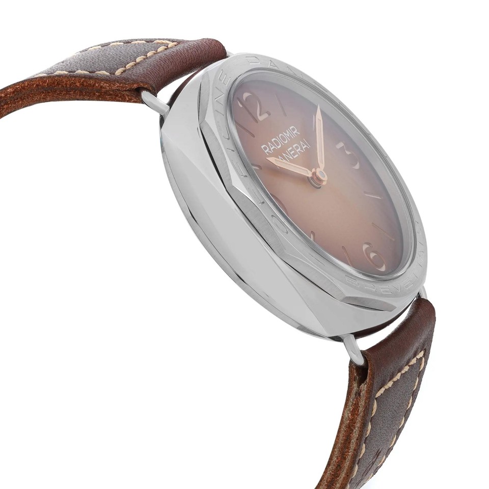 Panerai Radiomir 3 Days Acciaio Brevett Brown Dial Hand Wind Men Watch ...